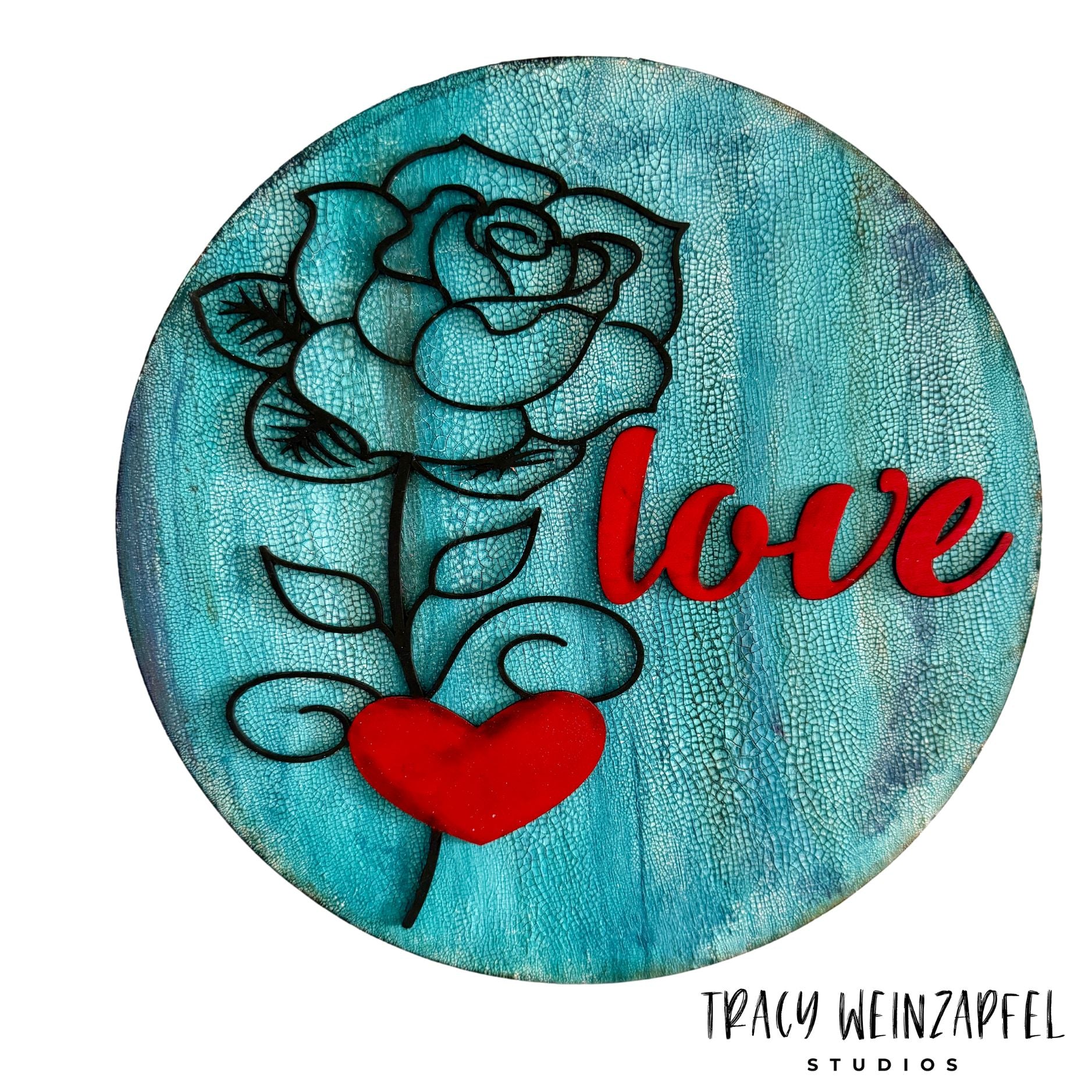 Love - 11" Round Wood Sign – Tracy Weinzapfel Studios, Inc.