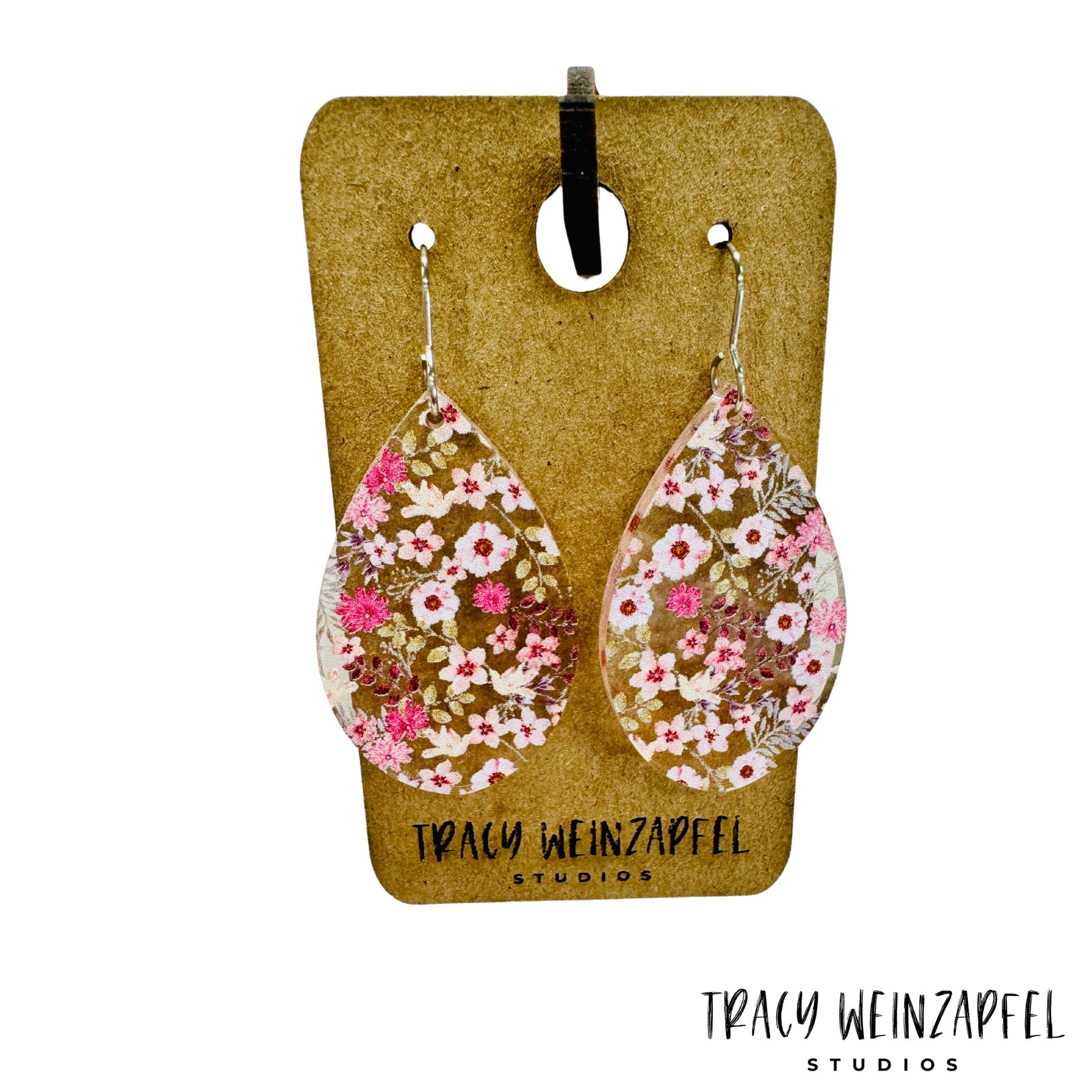 Teardrop Acrylic Earrings - Blossom Garden – Tracy Weinzapfel Studios, Inc.
